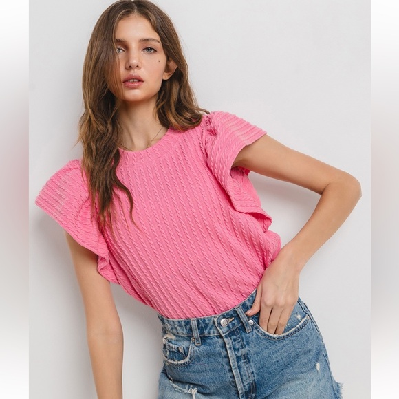 ShopEvelynne | Tops | Fabulous Flutter Sleeve Textured Knit Top | Poshmark